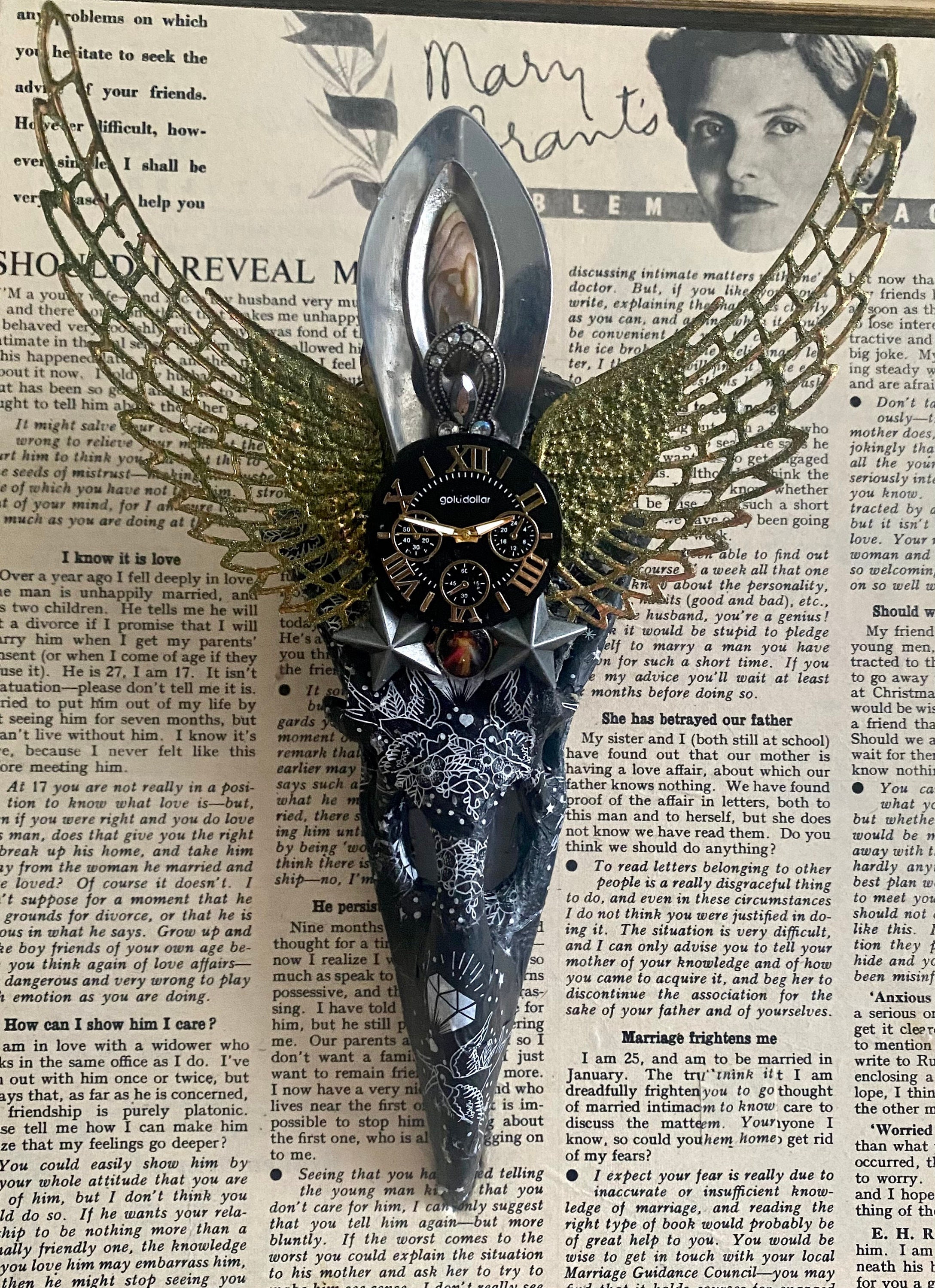 Valkyrie Raven Skull Steampunk Assemblage Art - Etsy