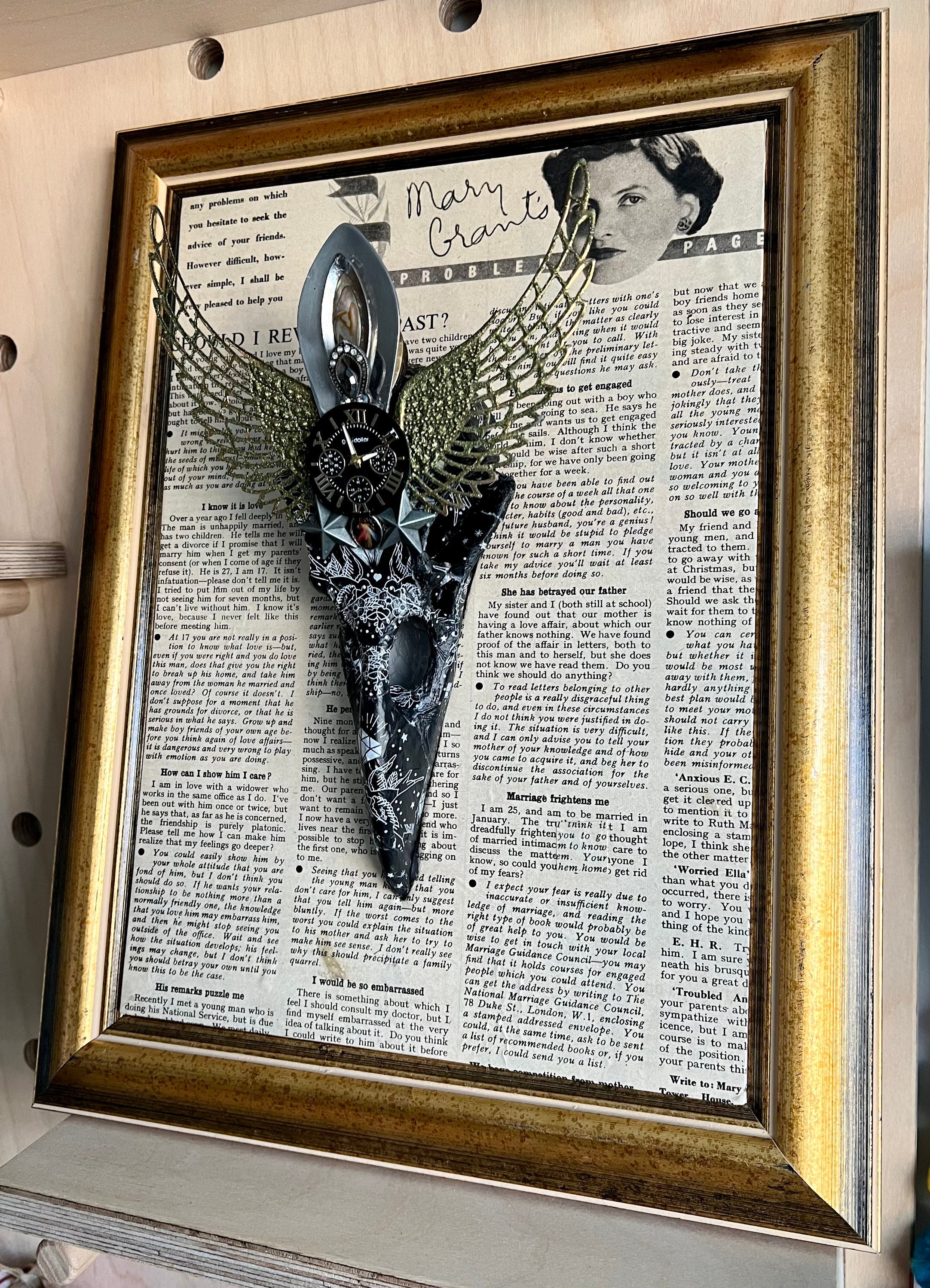 Valkyrie Raven Skull Steampunk Assemblage Art - Etsy