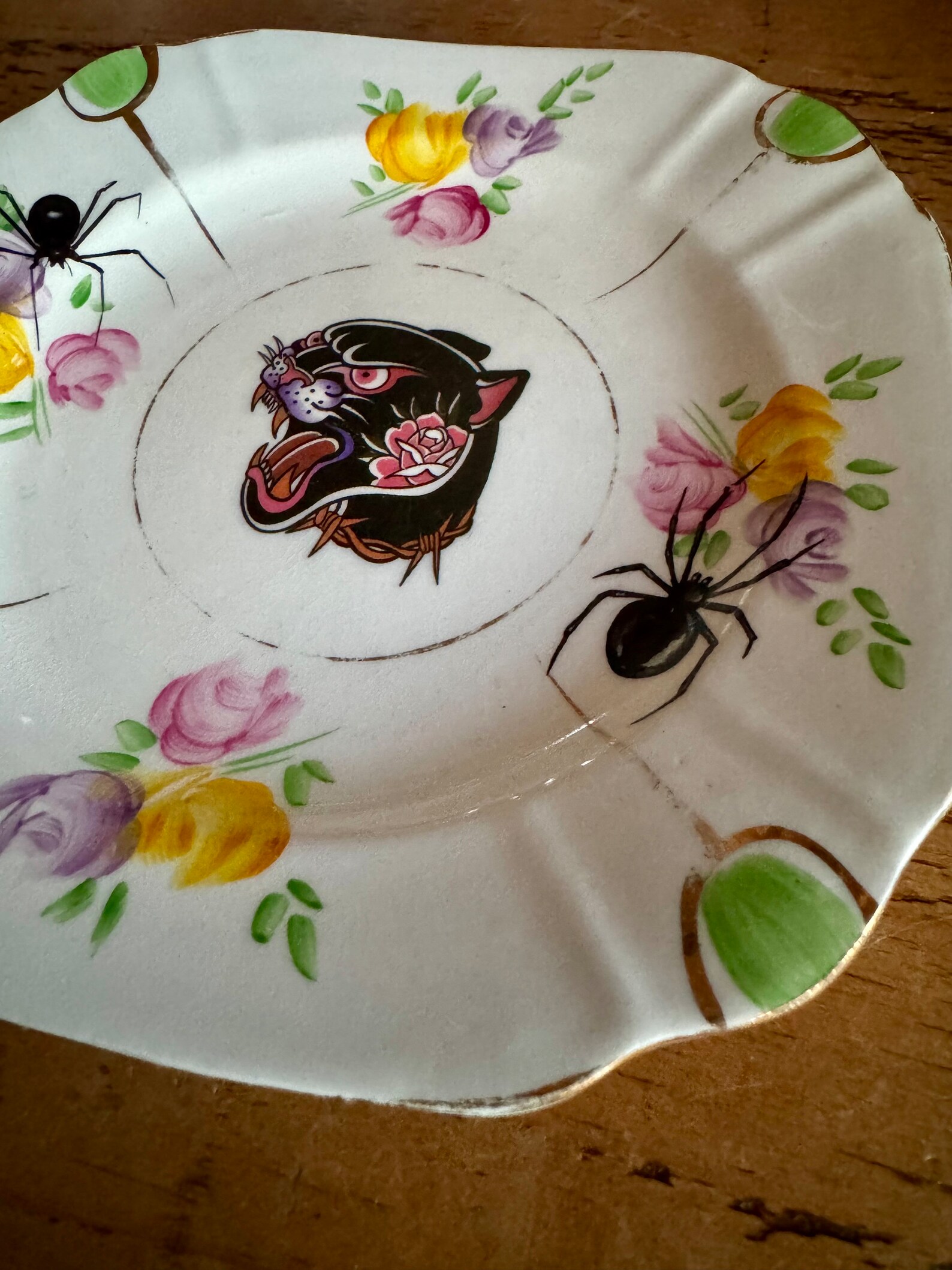 Retro Panther Tattoo Vintage Plate - Etsy