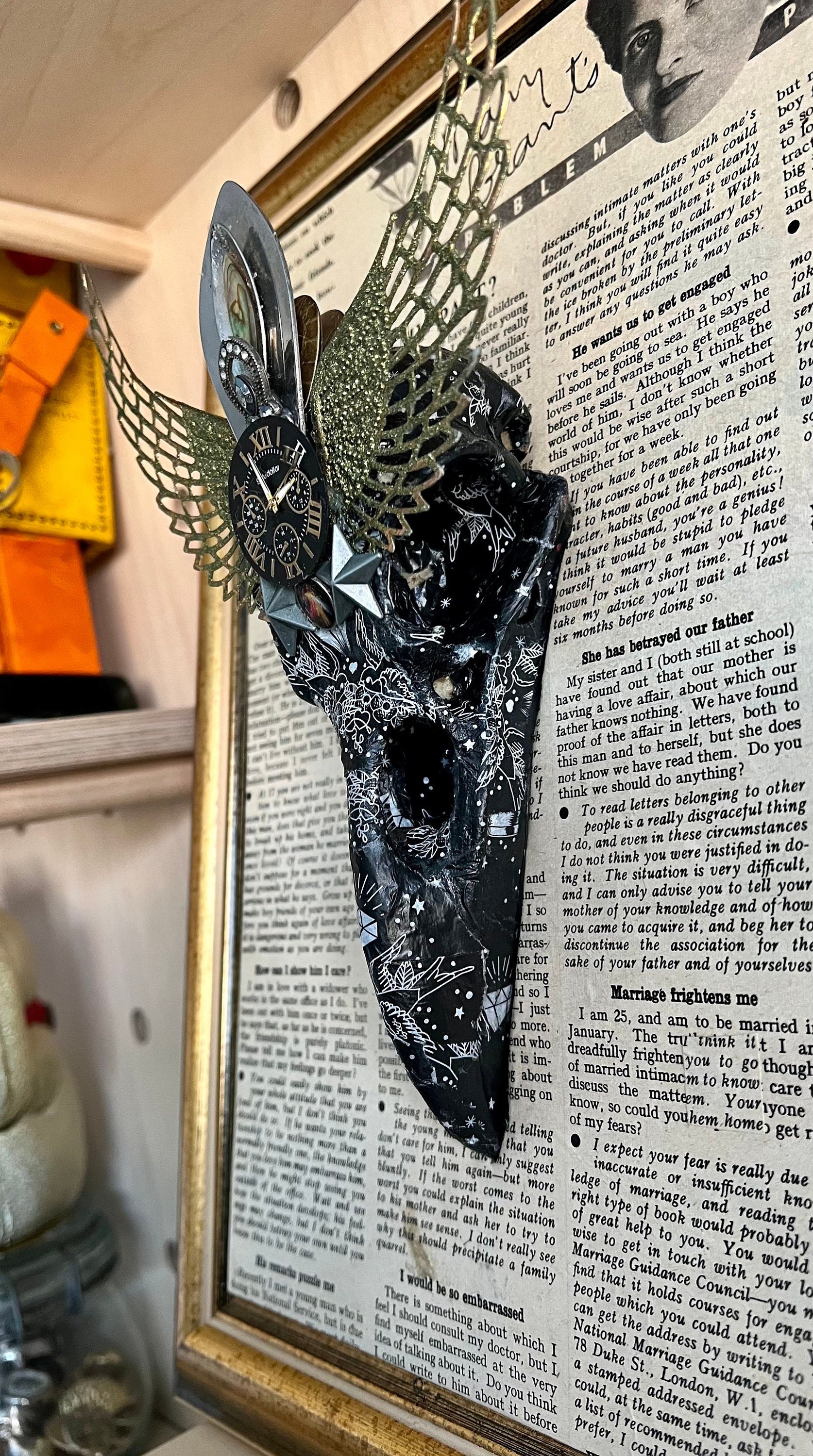 Valkyrie Raven Skull Steampunk Assemblage Art - Etsy