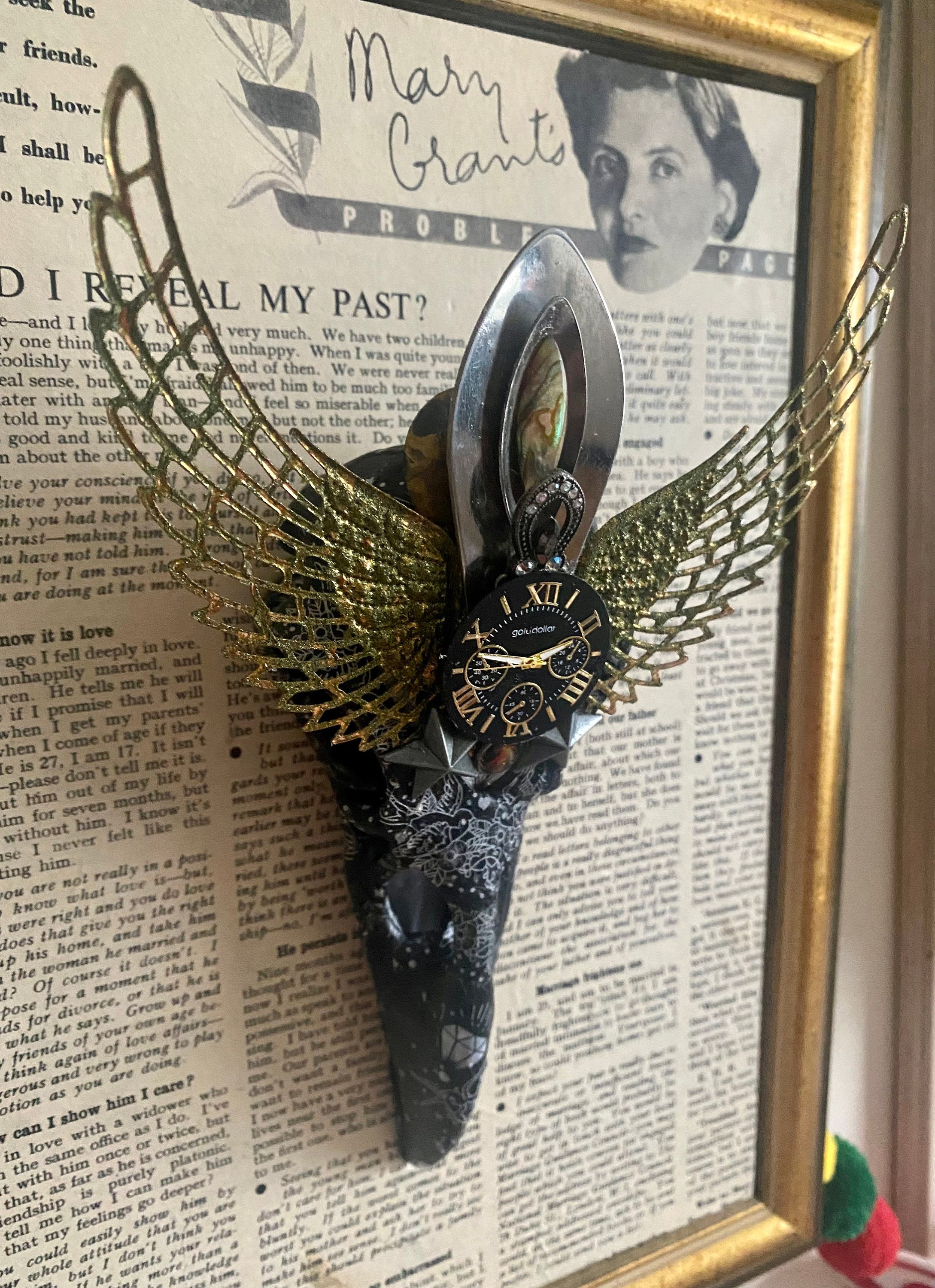 Valkyrie Raven Skull Steampunk Assemblage Art - Etsy