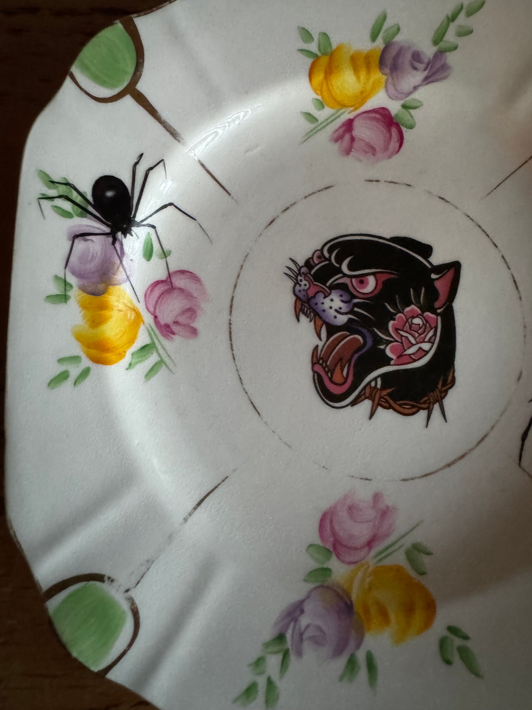 Retro Panther Tattoo Vintage Plate - Etsy