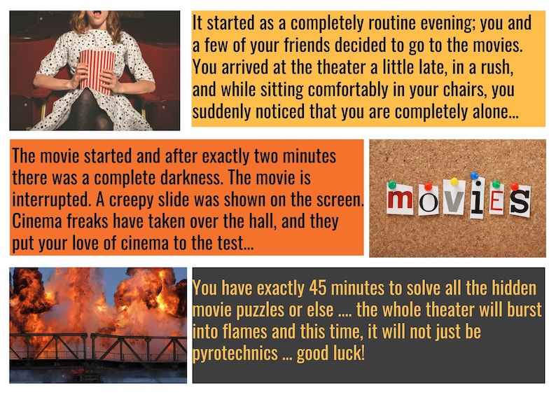Printable Escape Room Game, Movie Night Party Activity (instant ...