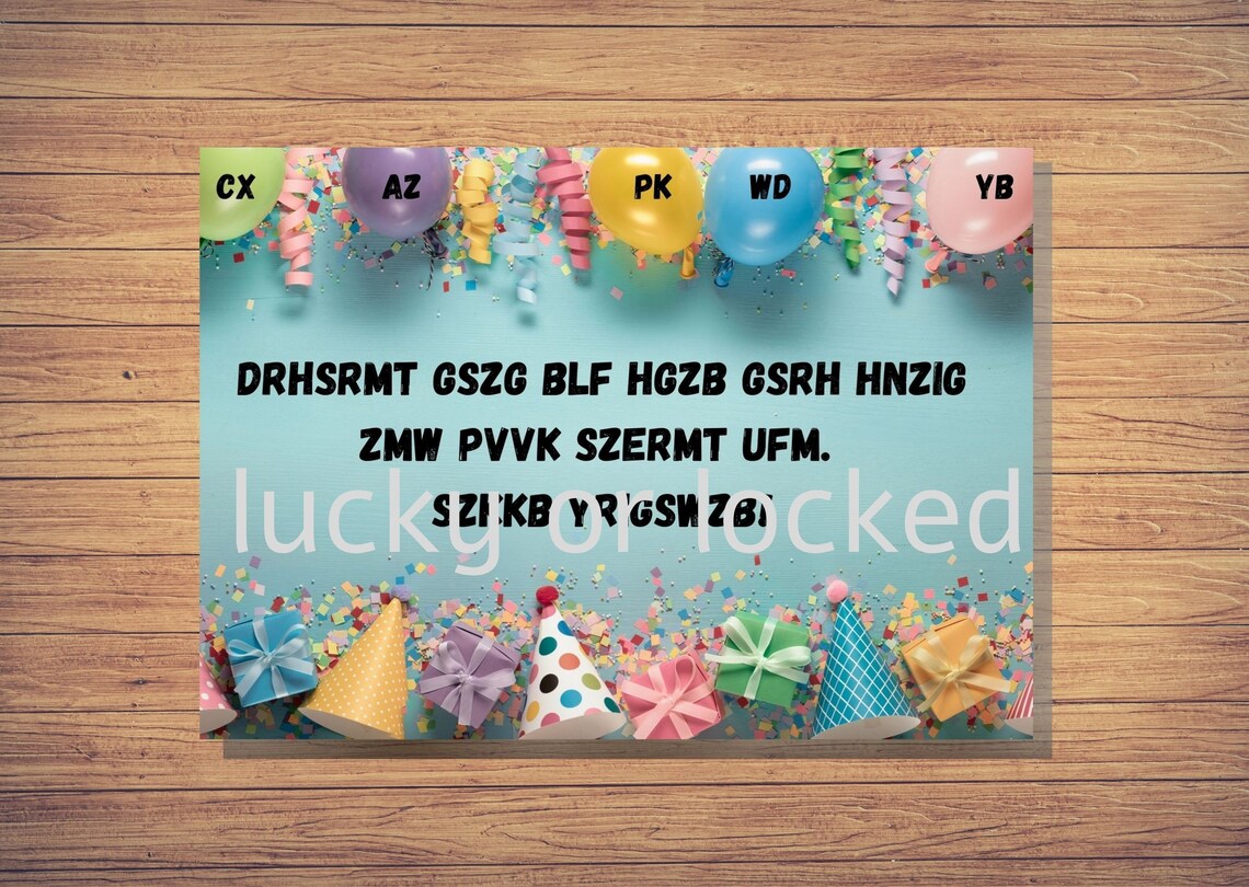 Printable Escape Room Style Happy Birthday Card, Encrypted Birthday ...