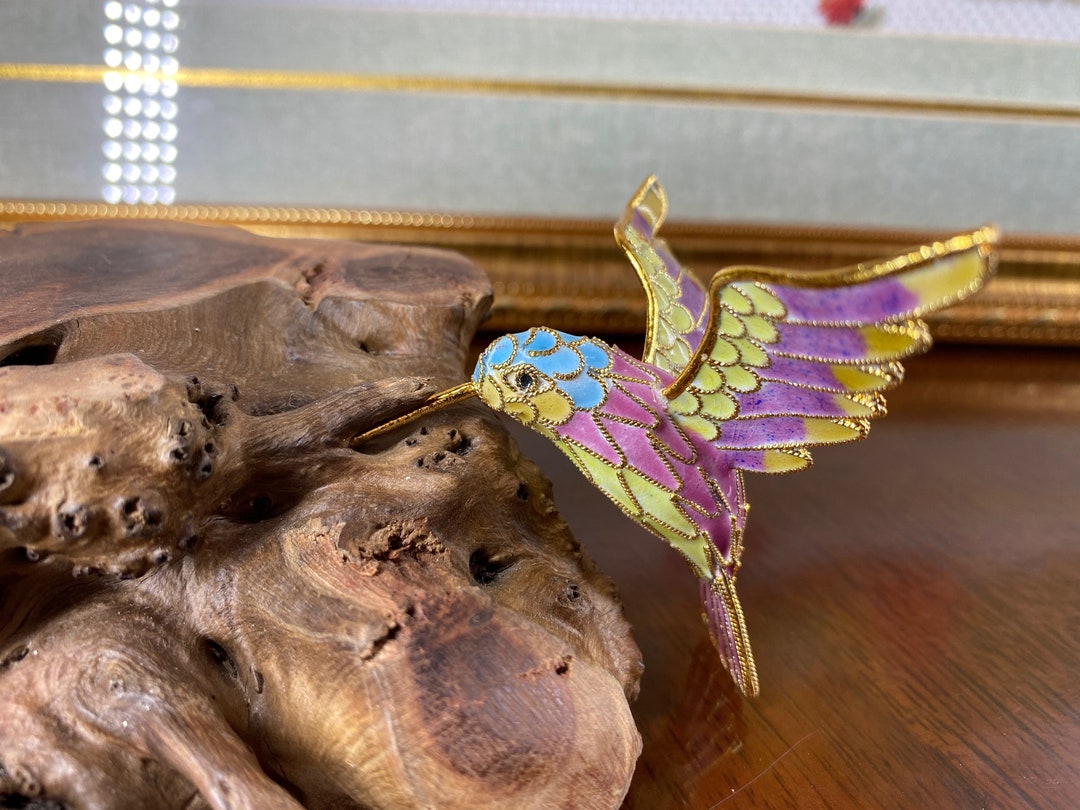 Cloisonne Hummingbird Ornament: Pink Bird Pendant, Unique Decoration - Etsy
