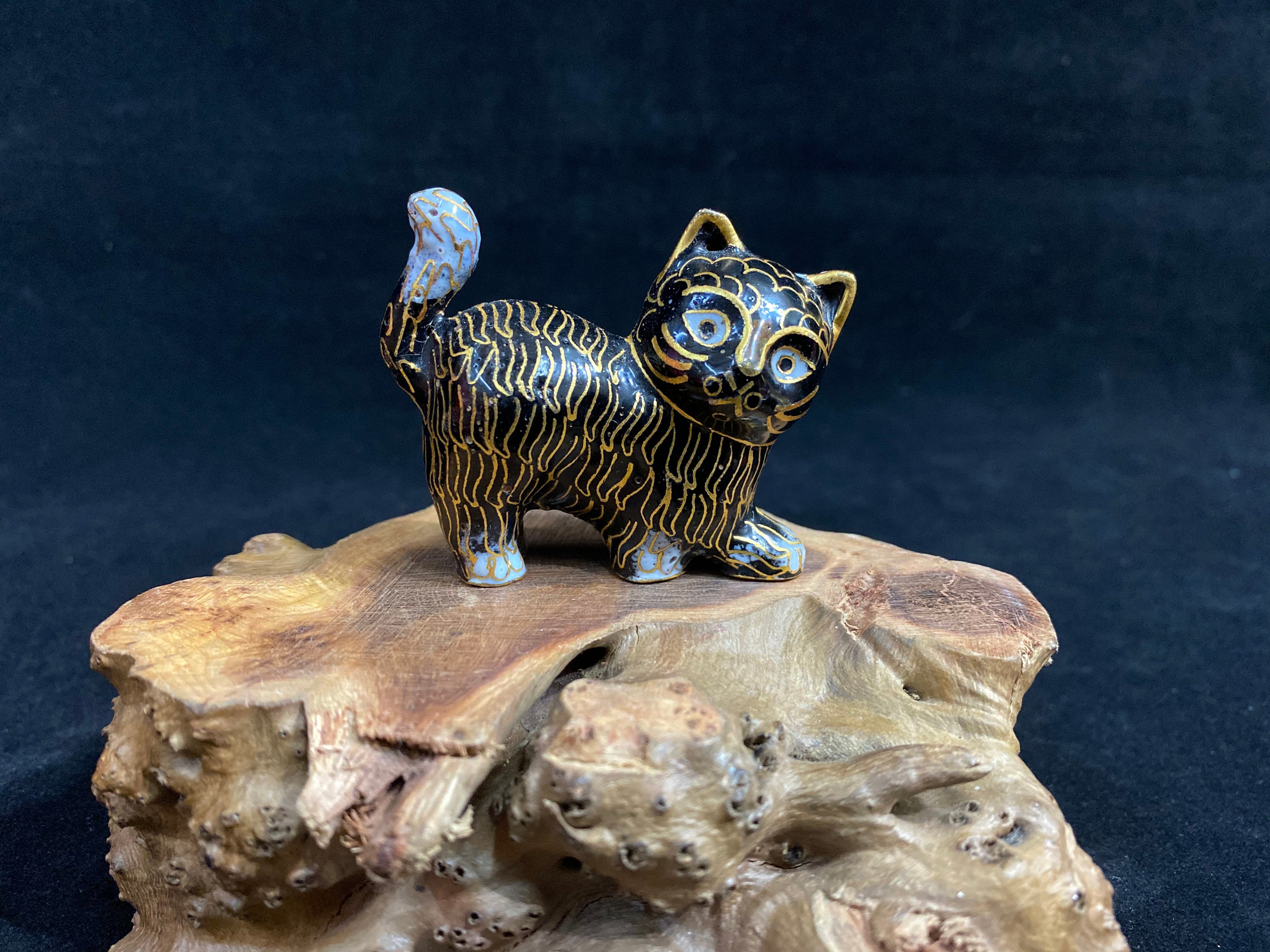 Vintage Chinese cloisonné enamel cat with polished surface | Etsy