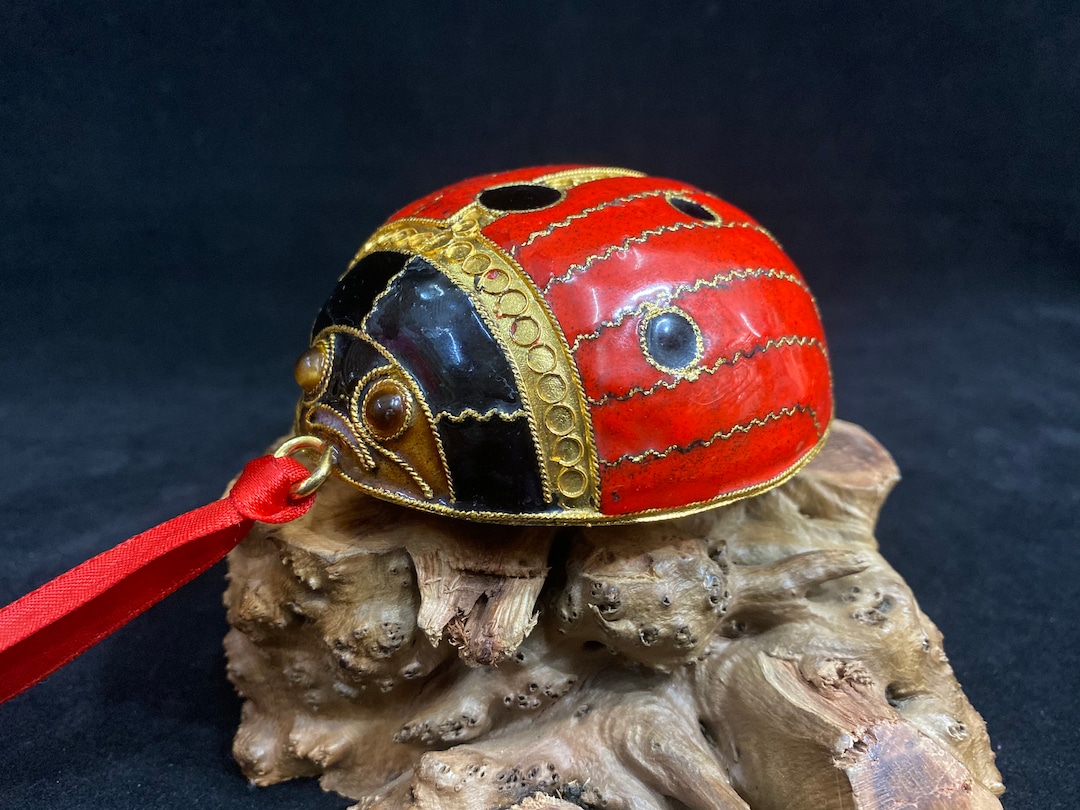 Vintage Cloisonné Ladybug Trinket Box – Handcrafted Miniature Jewelry ...