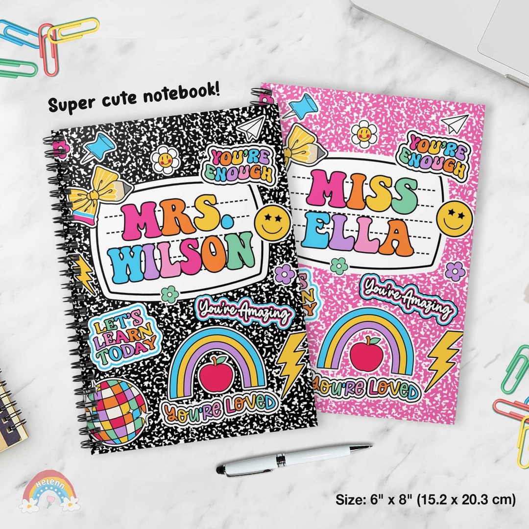Personalized Teacher Notebook Name, Custom Teacher Spiral Ruled Line ...