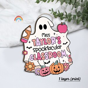 Teacher Door Hanger Halloween Decoration, Pumpkin Ghost Teacher ...
