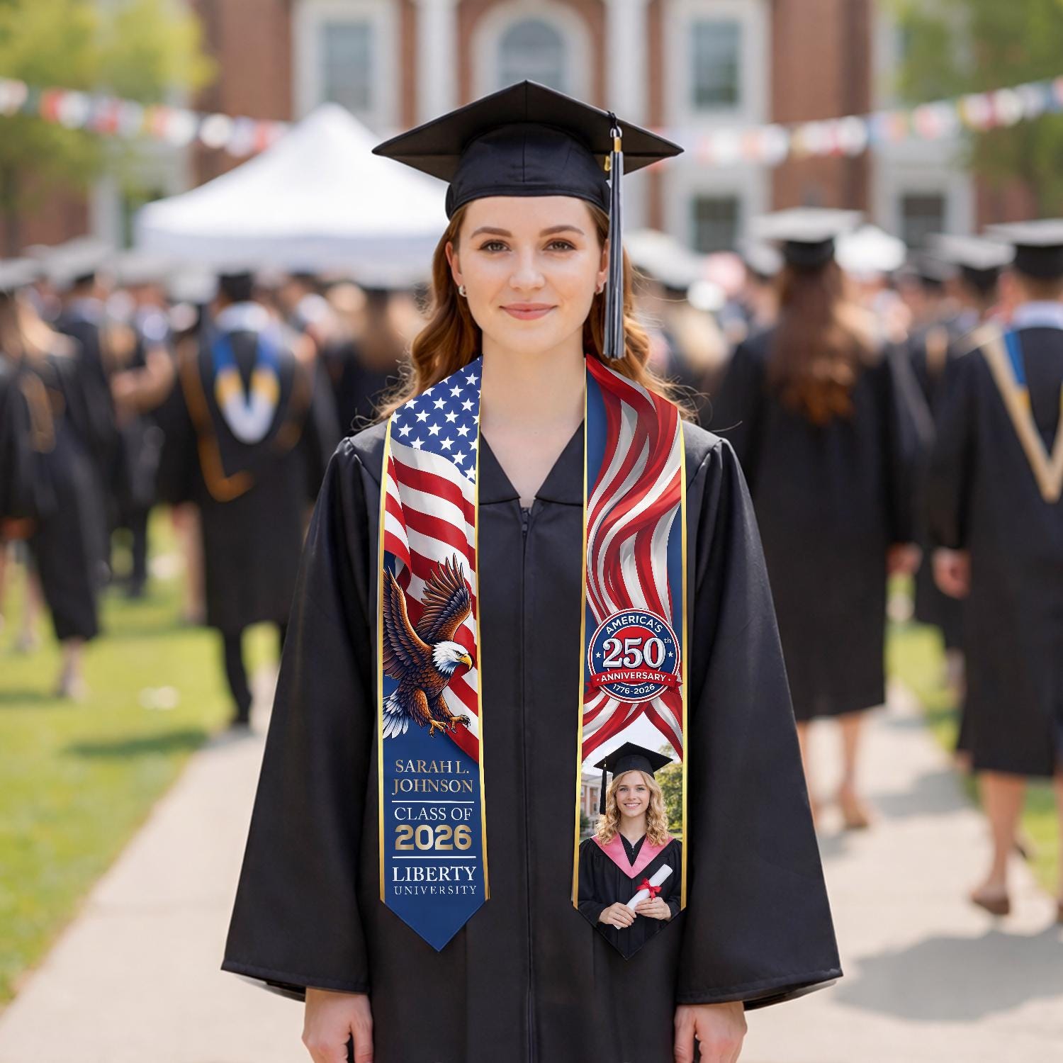 Personalized Graduation Stole: America 250 Years, Photo Sash - Etsy