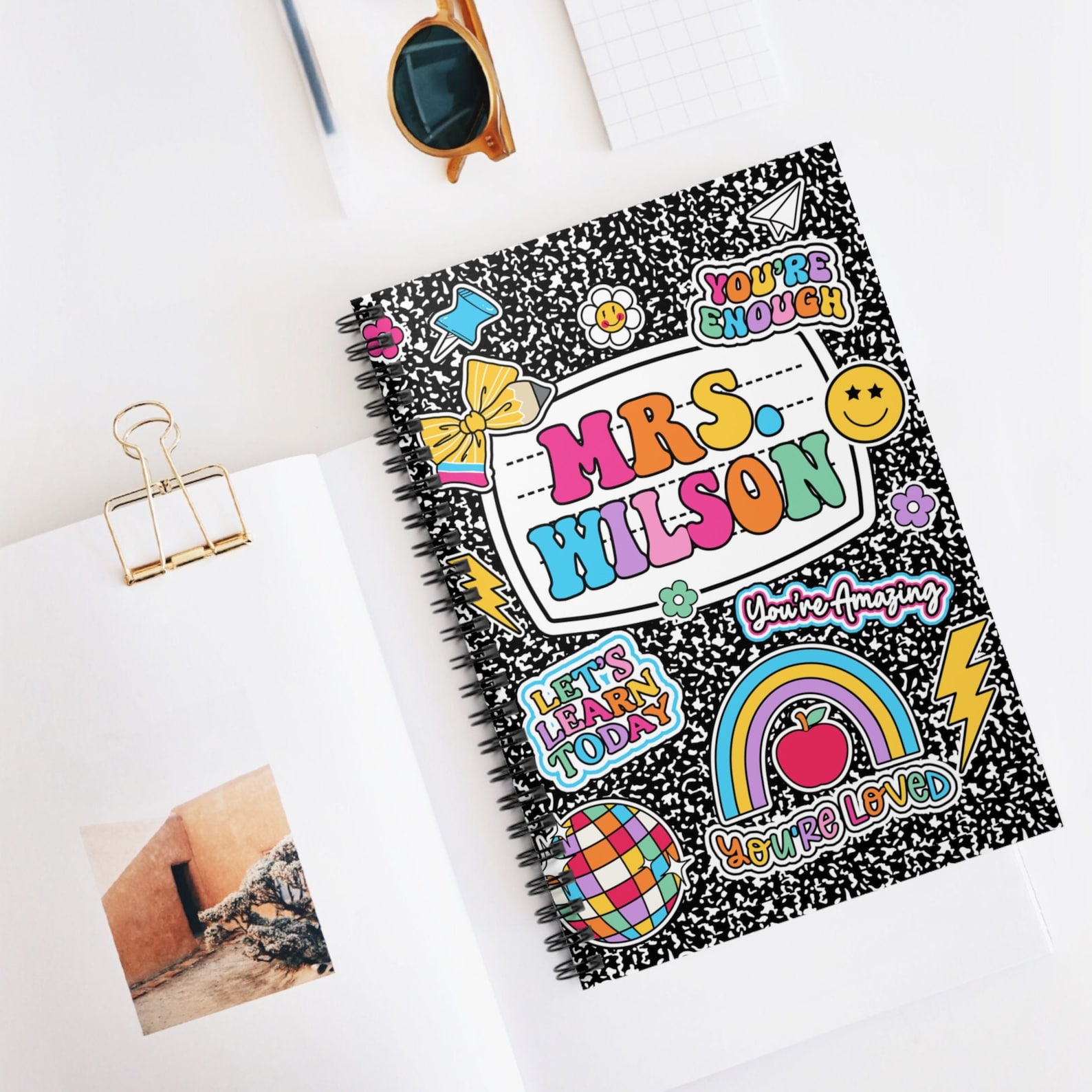 Personalized Teacher Notebook Name, Custom Teacher Spiral Ruled Line ...