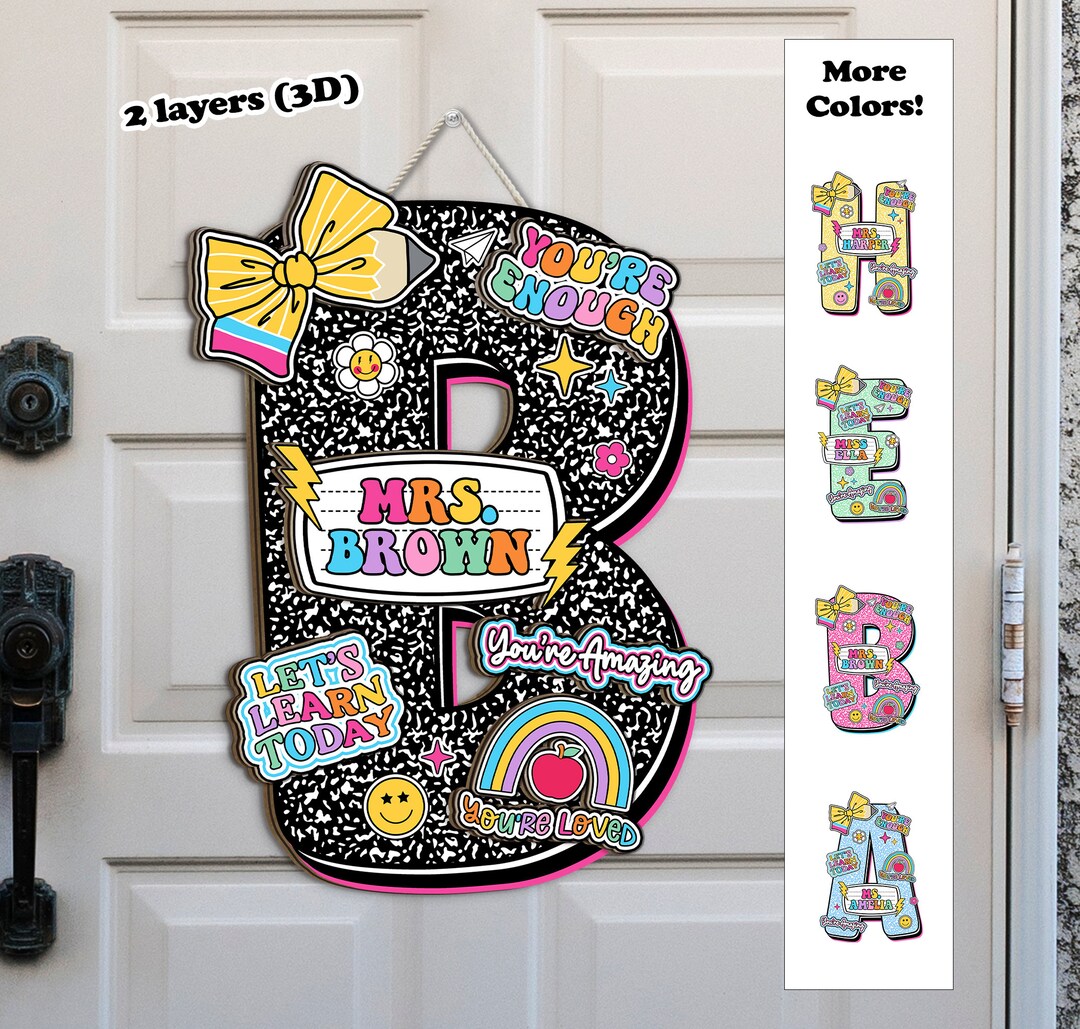 Custom Teacher Door Hanger Composition Book 3D Wooden Sign, Teacher ...