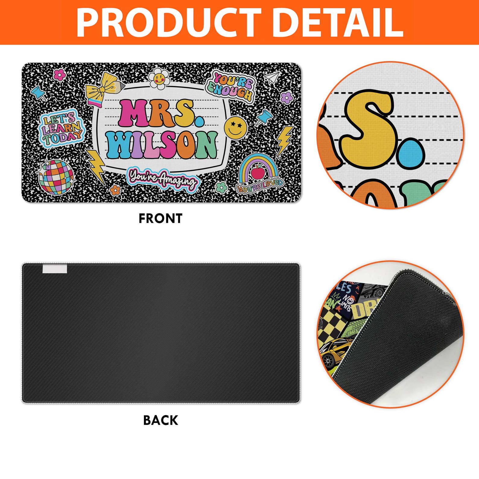 Personalized Teacher Desk Mat, Custom Teacher Composition Book Desk Mat ...