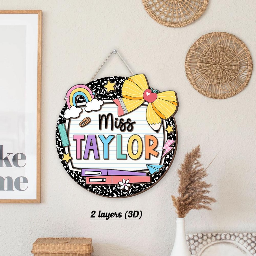 Teacher Appreciation Gift, Custom Teacher Door Hanger Composition Book ...