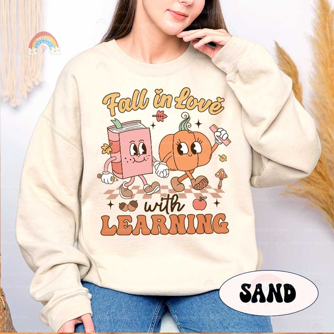 Teacher Shirt Fall in Love With Learning, Teacher Pumpkin Fall Shirt ...