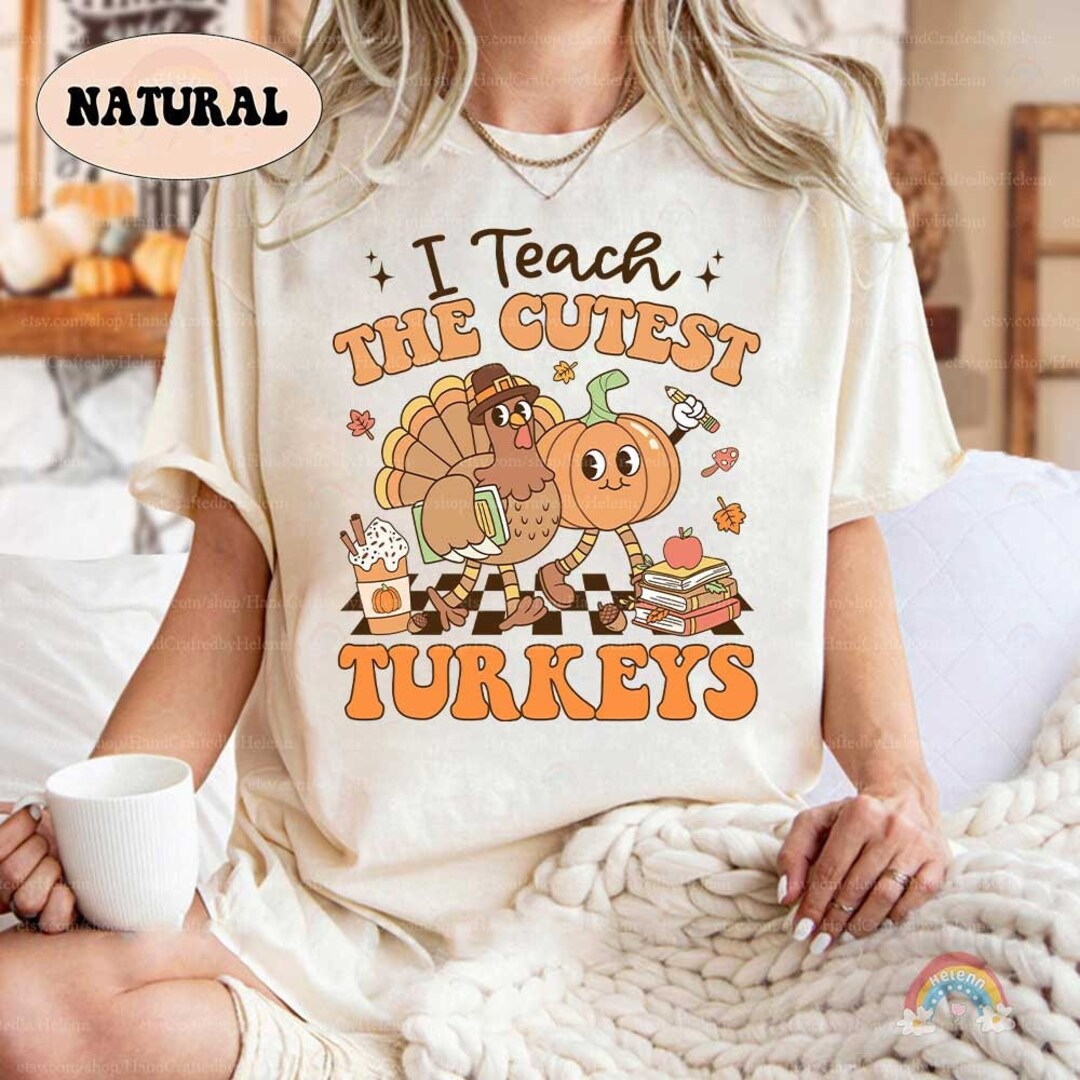 Teacher Fall Shirt I Teach the Cutest Turkeys, Retro Fall Teacher ...
