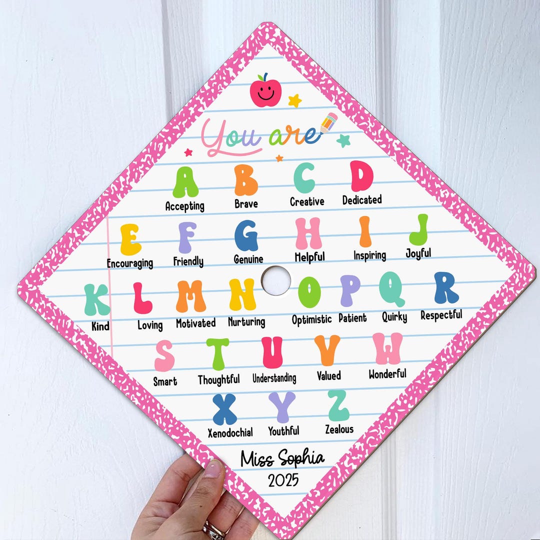 Personalized Teacher Graduation Cap Topper, ABC Affirmation Cap ...