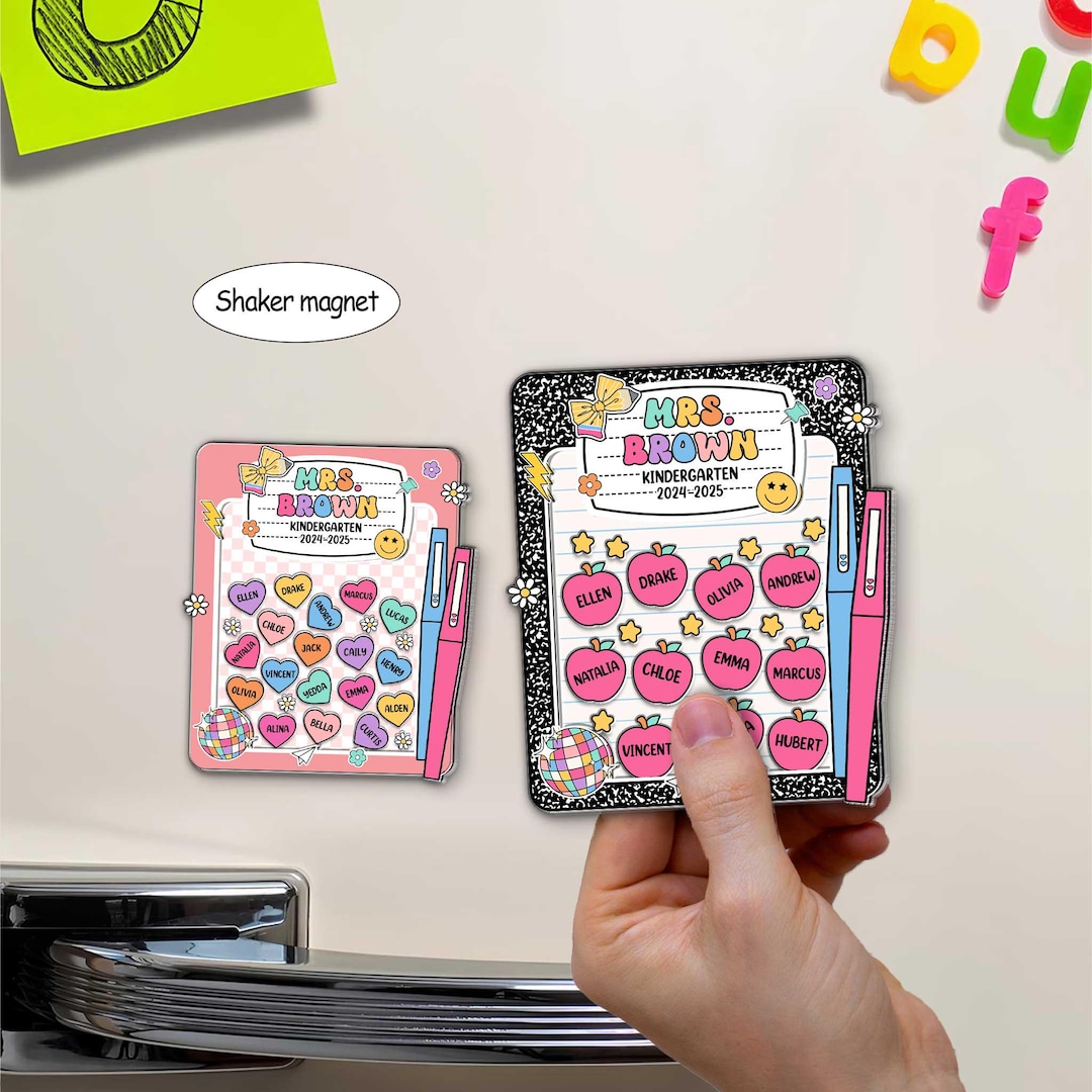 Custom Teacher Shaker Magnet, Composition Notebook Design - Etsy