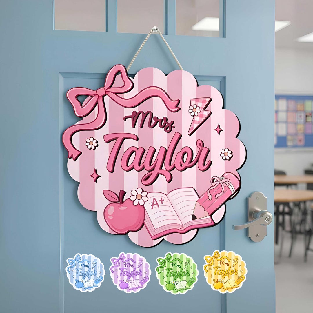 Personalized Teacher Door Hanger, Wooden Classroom Decor - Etsy