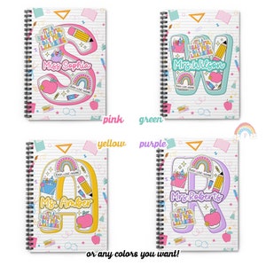 Custom Teacher Spiral Notebook, Personalized Teacher Notebook With Name ...