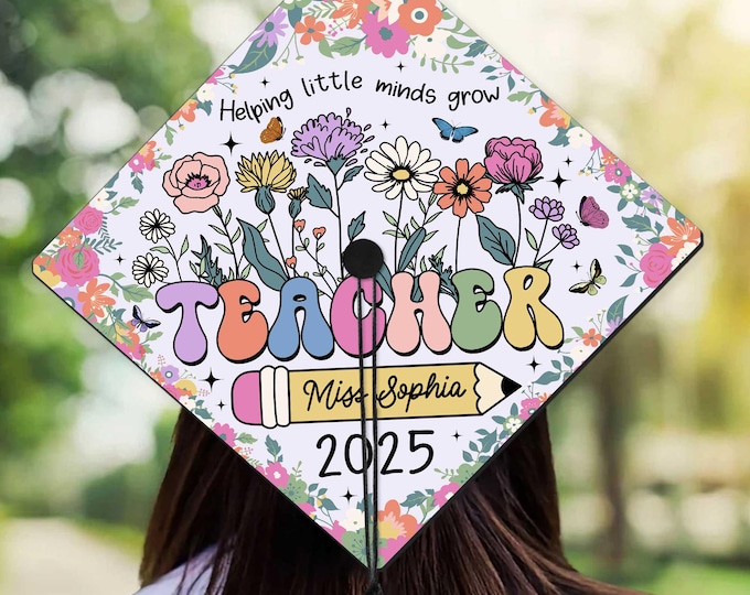 Grad Cap Topper Teacher, Graduation Cap for Teachers, Elementary ...