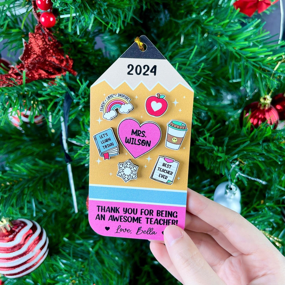 Personalized Teacher Christmas Ornament, School Teacher Ornament Gift ...