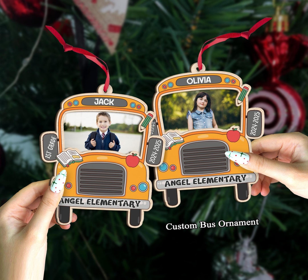 School Bus Ornament With Photo Personalized Christmas Gift, School ...