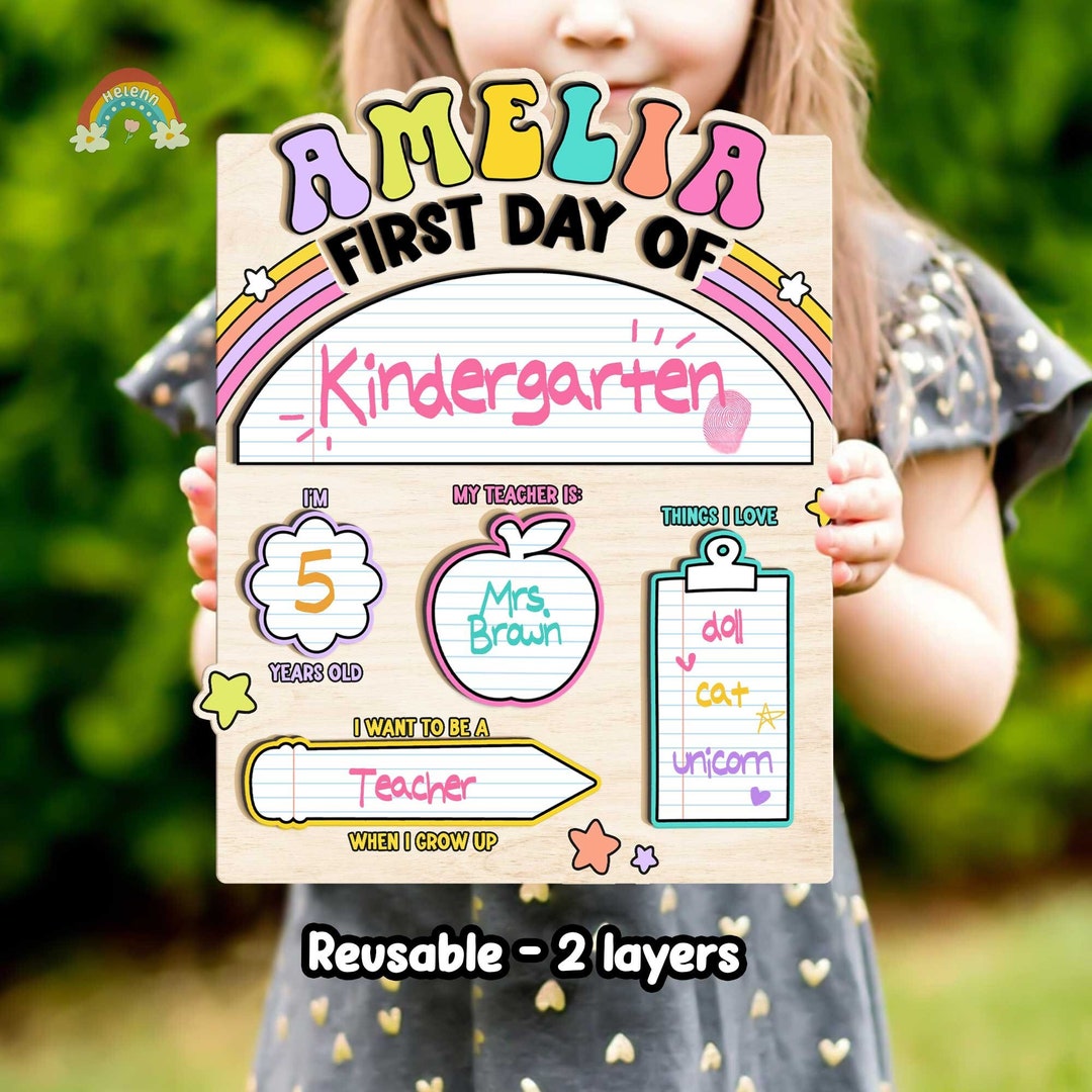 Customized First Day of School Sign, Back to School 3D Wooden Sign ...