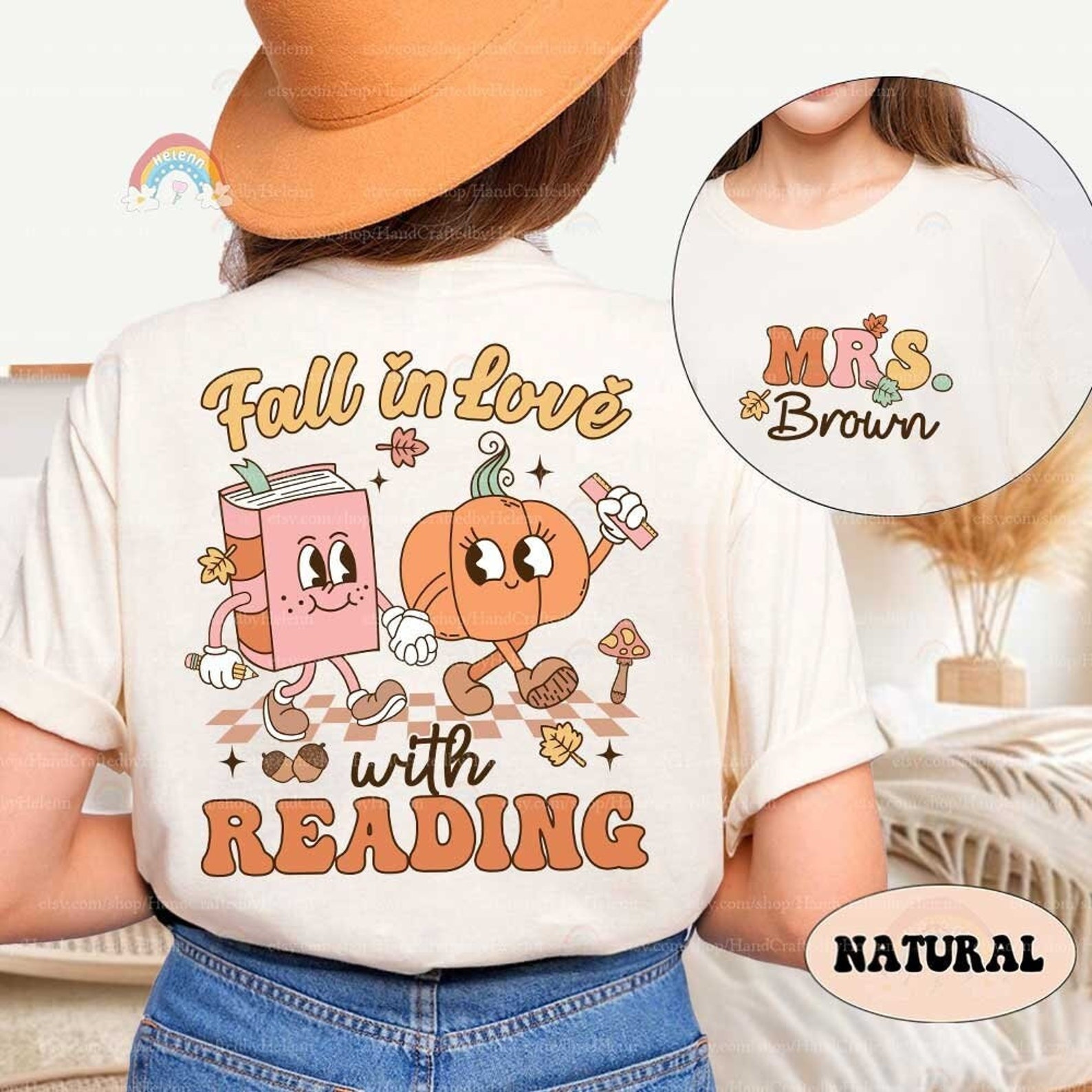 Custom Teacher Shirt Fall in Love With Reading, Teacher Fall Shirt ...