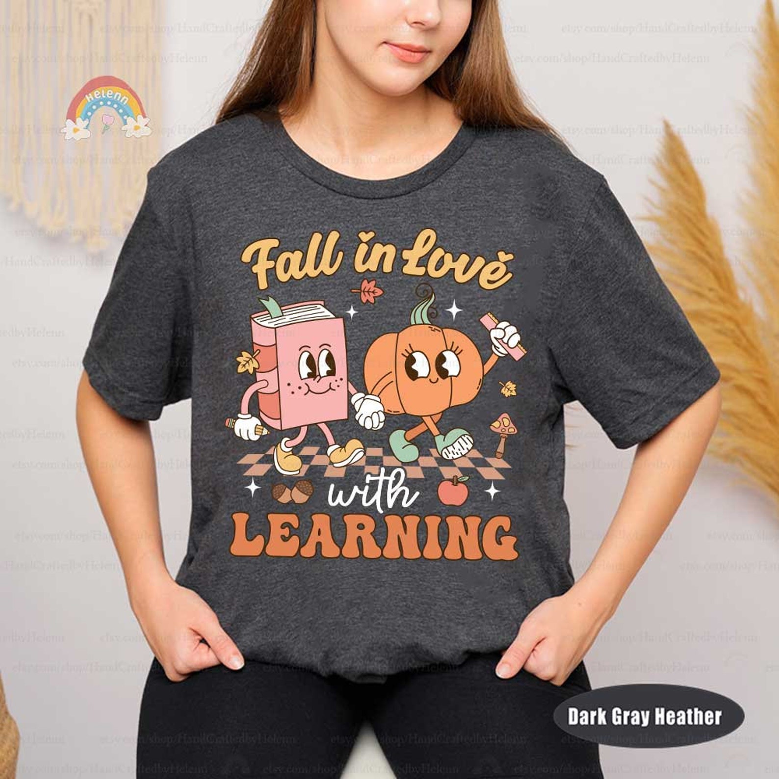 Teacher Shirt Fall in Love With Learning, Teacher Pumpkin Fall Shirt ...