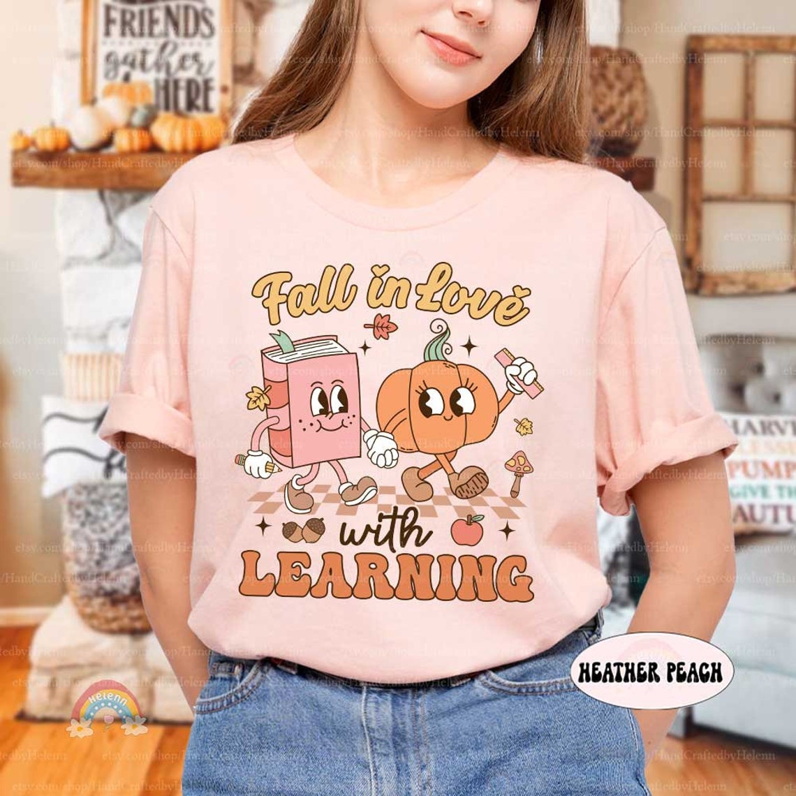 Teacher Shirt Fall in Love With Learning, Teacher Pumpkin Fall Shirt ...