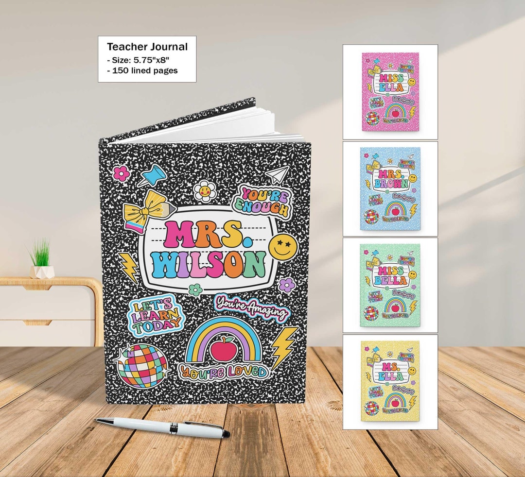 Personalized Teacher Journal Composition Books, Teacher Christmas Gift ...