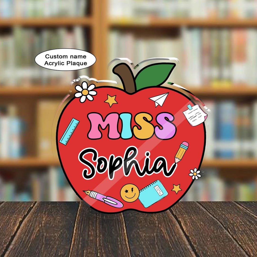 Custom Teacher Acrylic Block, Teacher Name Plate Desk Name Plaque, Back ...