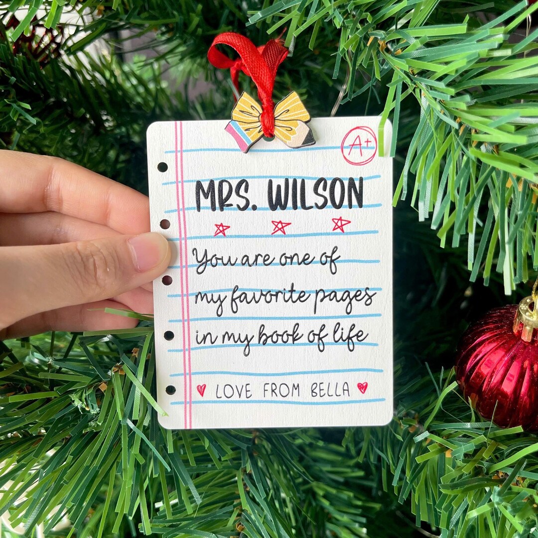Custom Teacher Christmas Ornament Paper Note, Personalized Teacher ...
