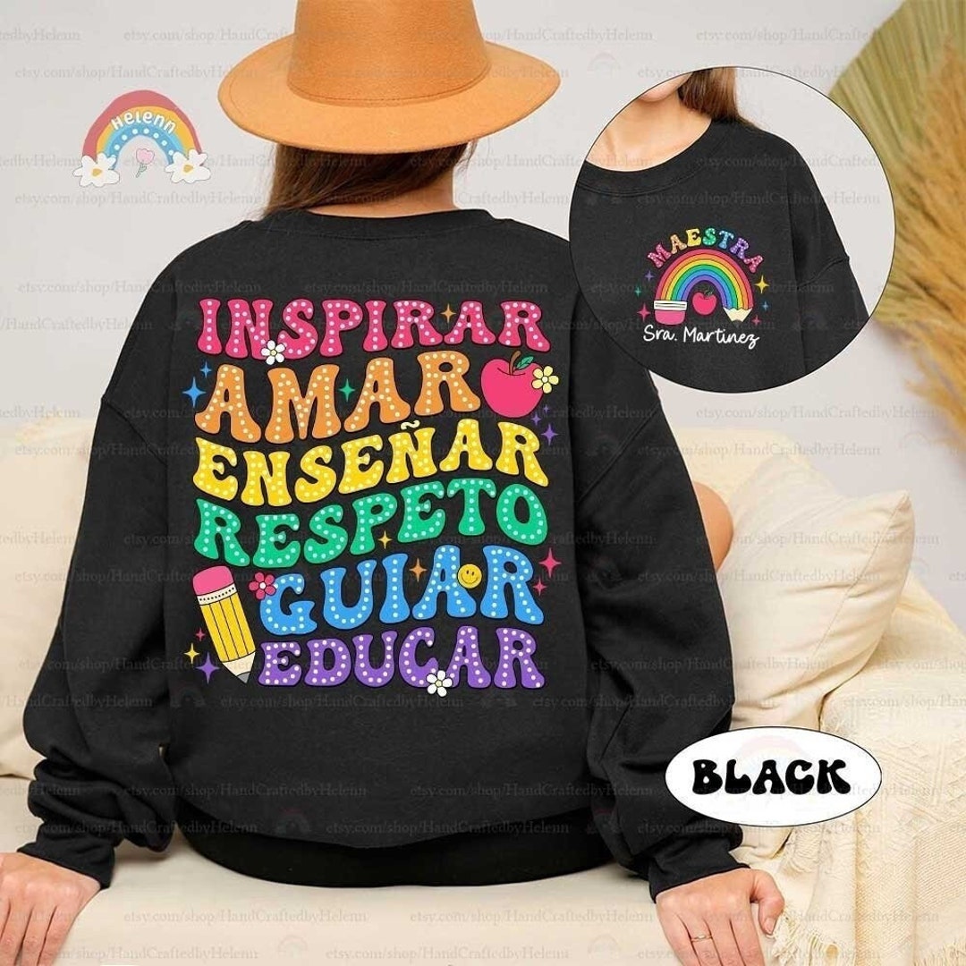 Spanish Teacher Rainbow Pencil Teacher Shirt Maestra Shirt Teach
