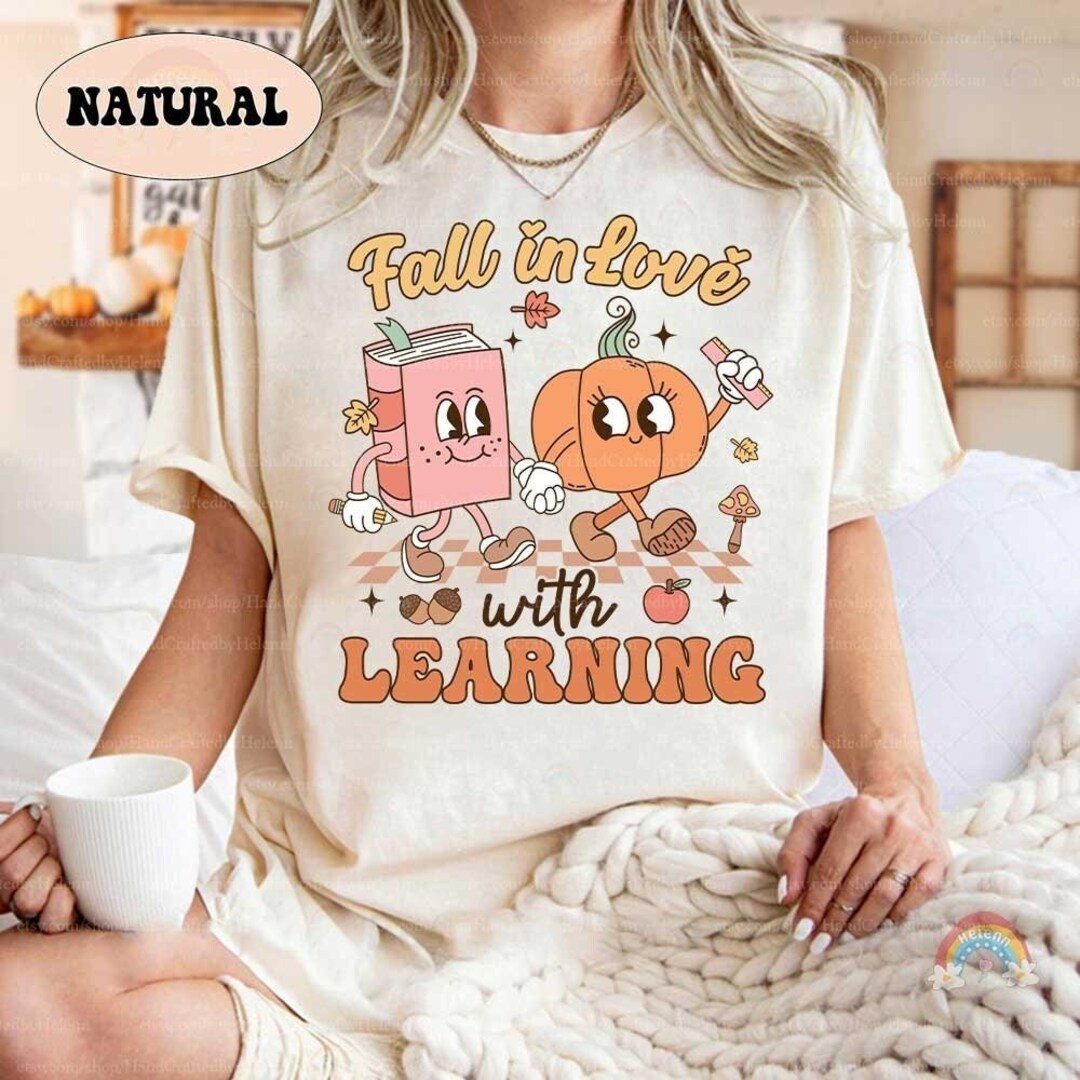Teacher Shirt Fall in Love With Learning, Teacher Pumpkin Fall Shirt ...