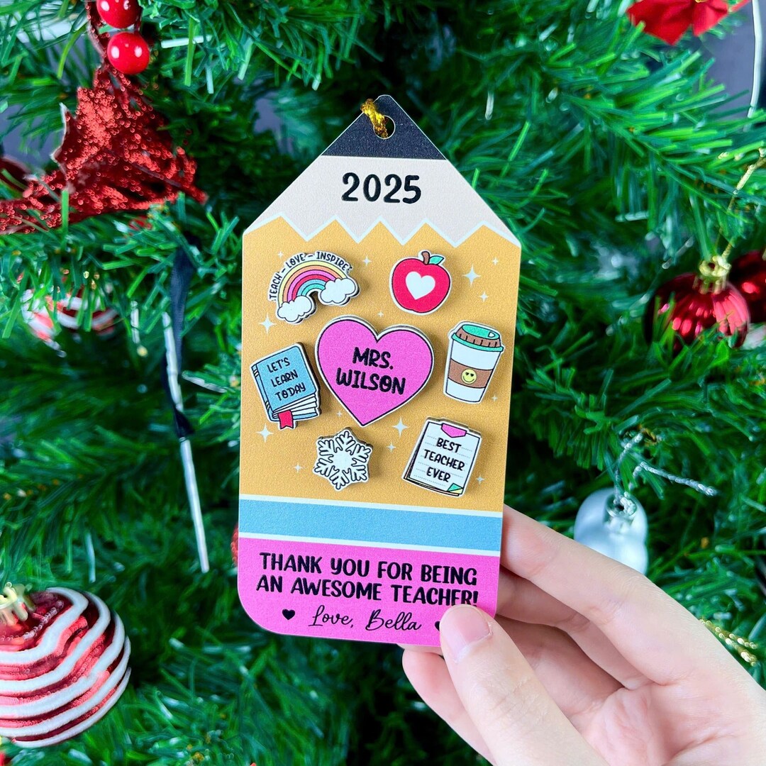 Personalized Teacher Christmas Ornament, School Teacher Ornament Gift ...