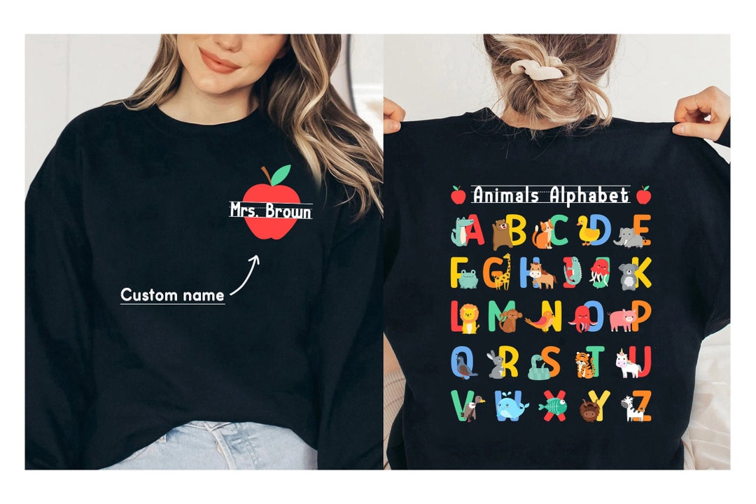 Teacher Shirt, Animals Alphabet Shirt, ABC Shirt, Back to School Shirt ...
