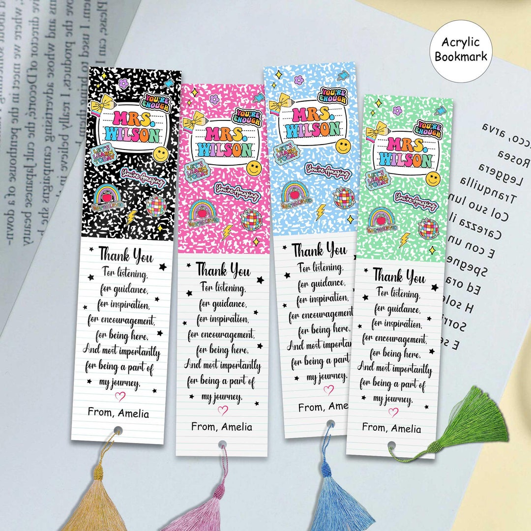 Personalized Teacher Bookmarks, Custom Teacher Christmas Gift, Teacher ...