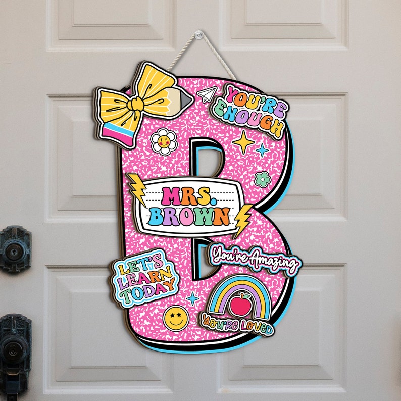 Custom Teacher Door Hanger Composition Book 3D Wooden Sign, Teacher ...
