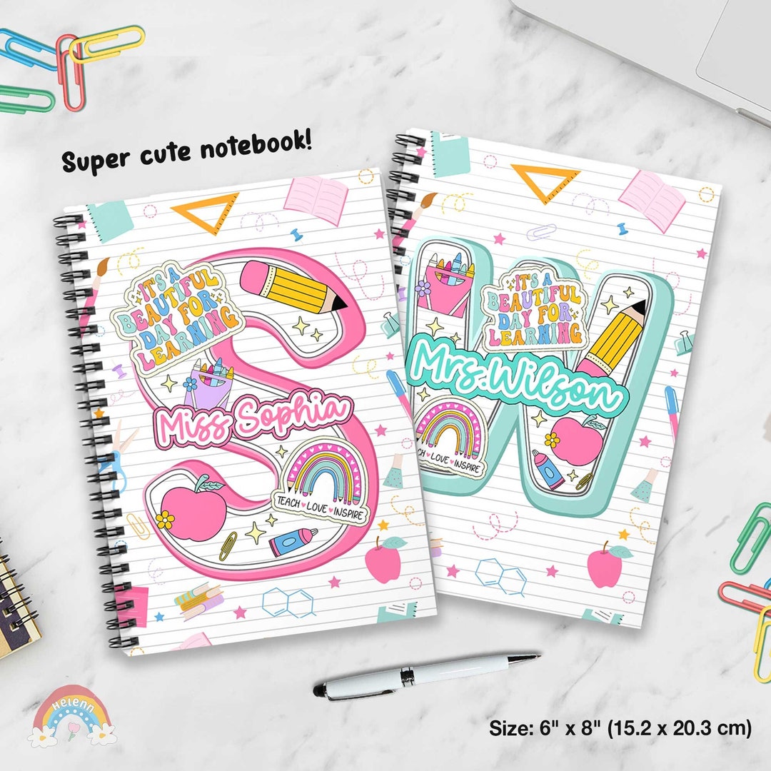 Custom Teacher Spiral Notebook, Personalized Teacher Notebook With Name ...