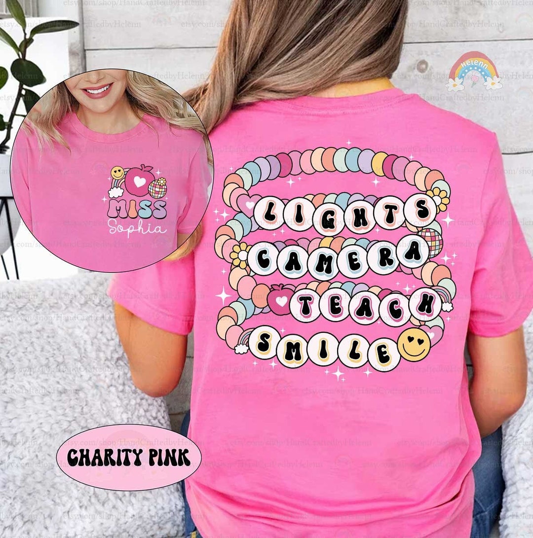 Custom Teacher Shirt Lights Camera Teach Smile Shirt, Teacher ...