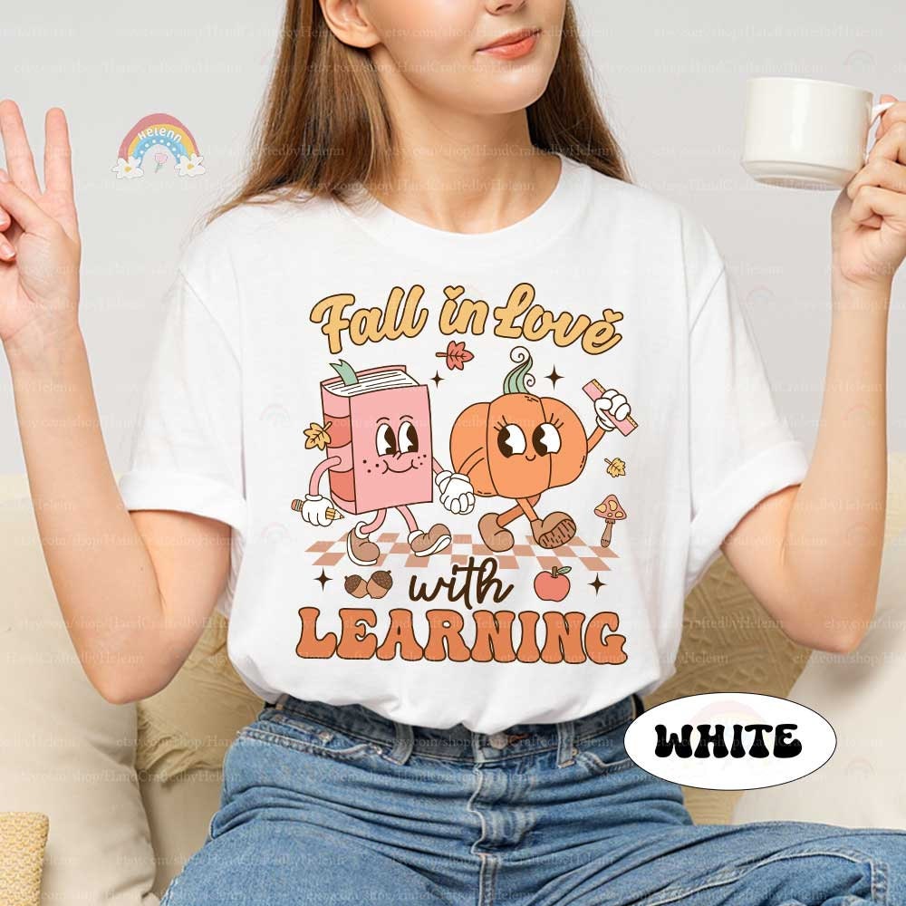 Teacher Shirt Fall in Love With Learning, Teacher Pumpkin Fall Shirt ...