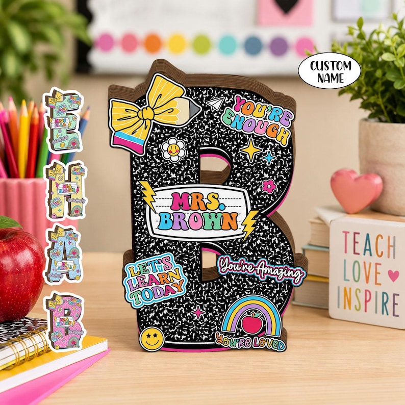 Personalized Teacher Wooden Block, Custom Teacher Wooden Name Sign Desk ...