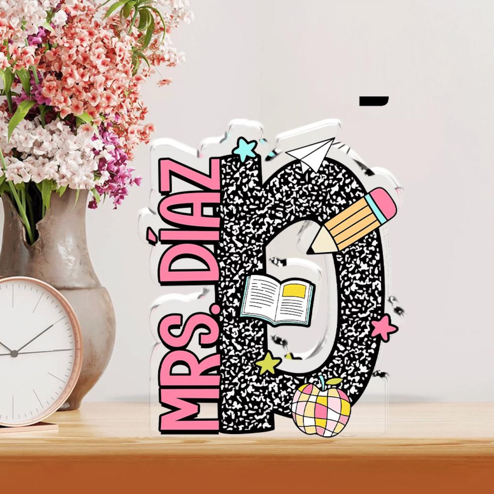 Custom Teacher Desk Plaque, Teacher Acrylic Block, Personalized Name ...