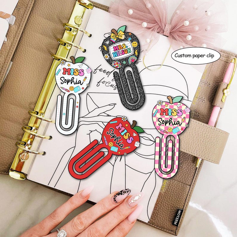 Custom Teacher Paper Clip Acrylic, Custom Made Apple Teacher Jumbo ...