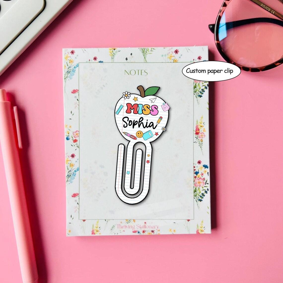 Custom Teacher Paper Clip Acrylic, Custom Made Apple Teacher Jumbo ...