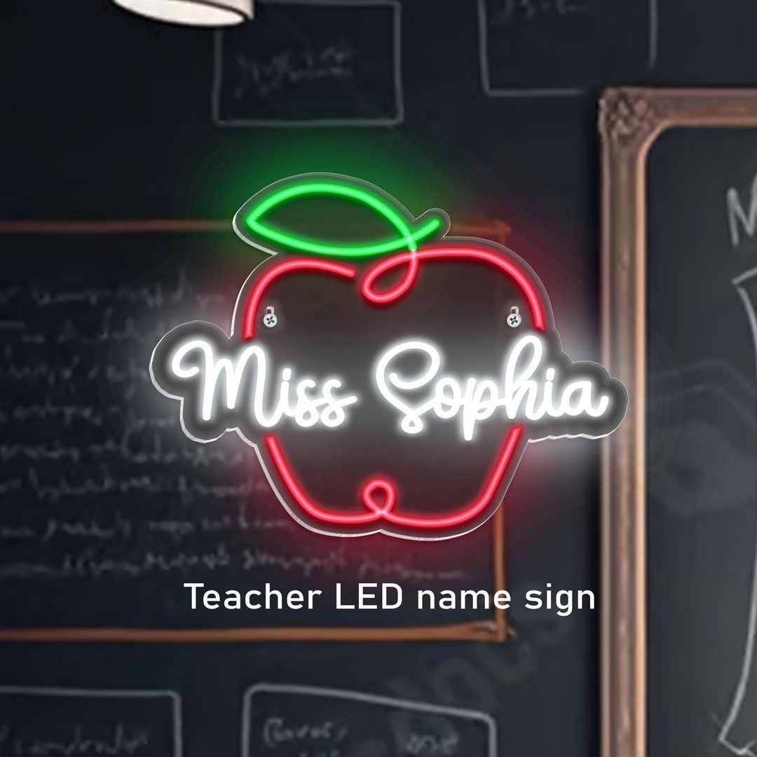 Custom Teacher Neon Sign Teacher Door Hanger Name Sign, Classroom Decor ...