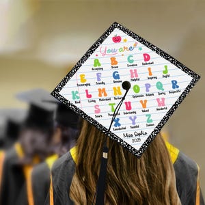 Personalized Teacher Graduation Cap Topper, ABC Affirmation Cap ...