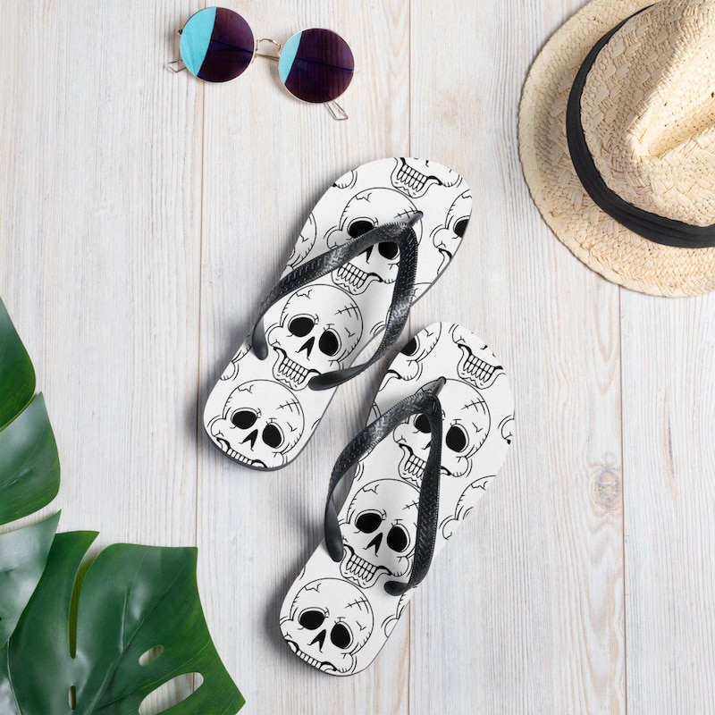 Skull Flip Flops - Etsy